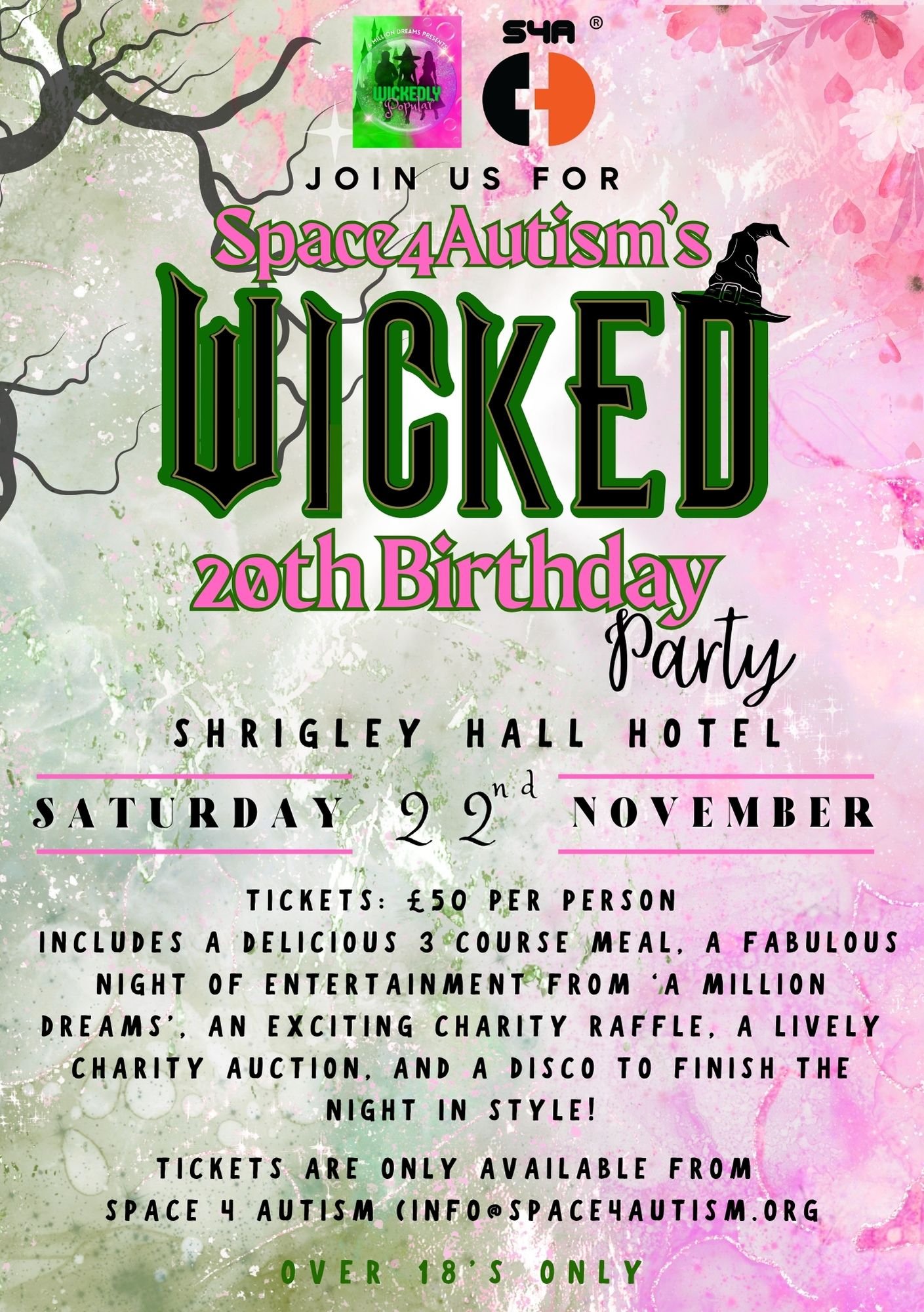 Booking Form - Wicked 20th Birthday Party - Space4Autism